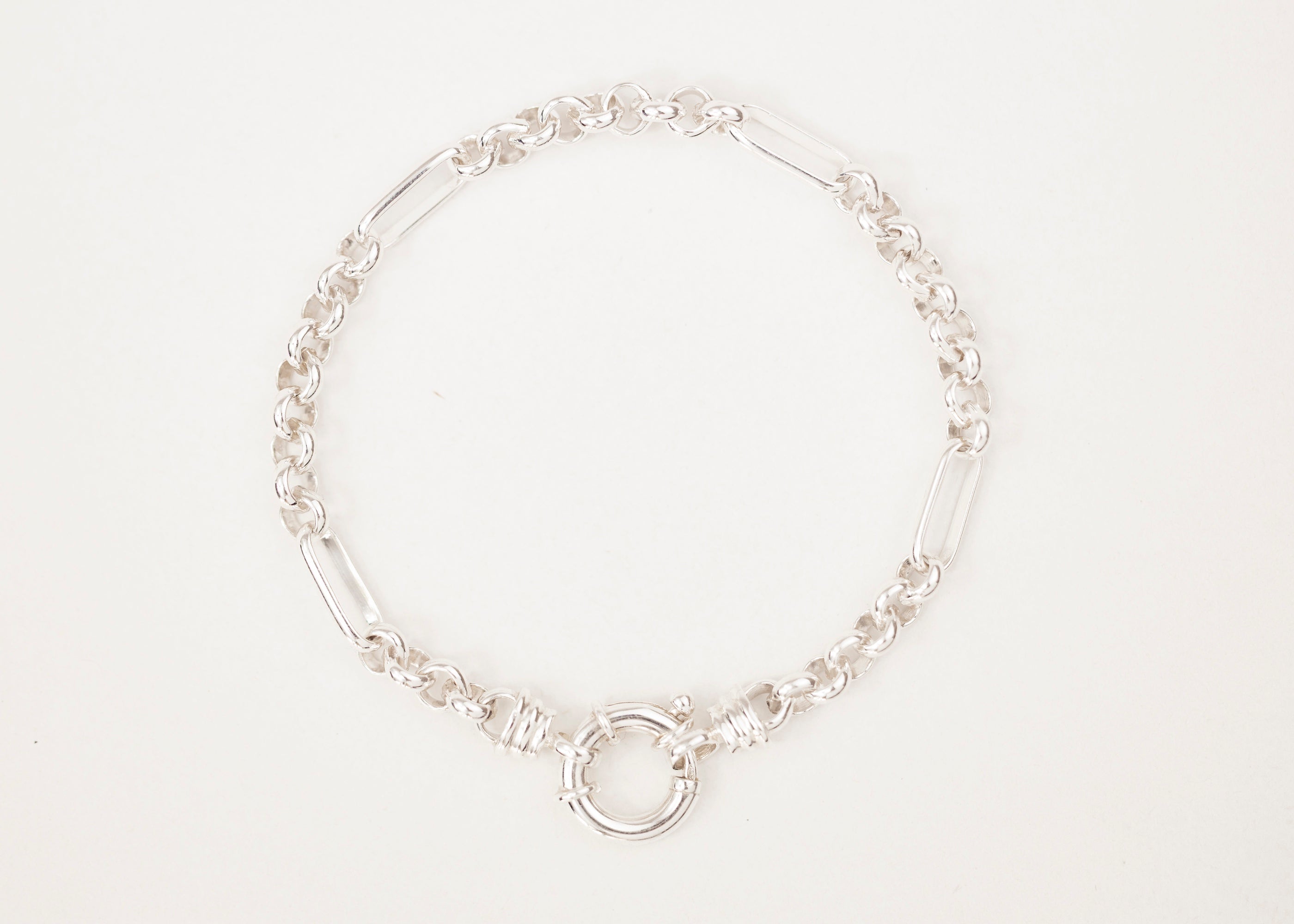 Mixed Links Belcher Bracelet Silver (5.5mm) – Argent Silversmith