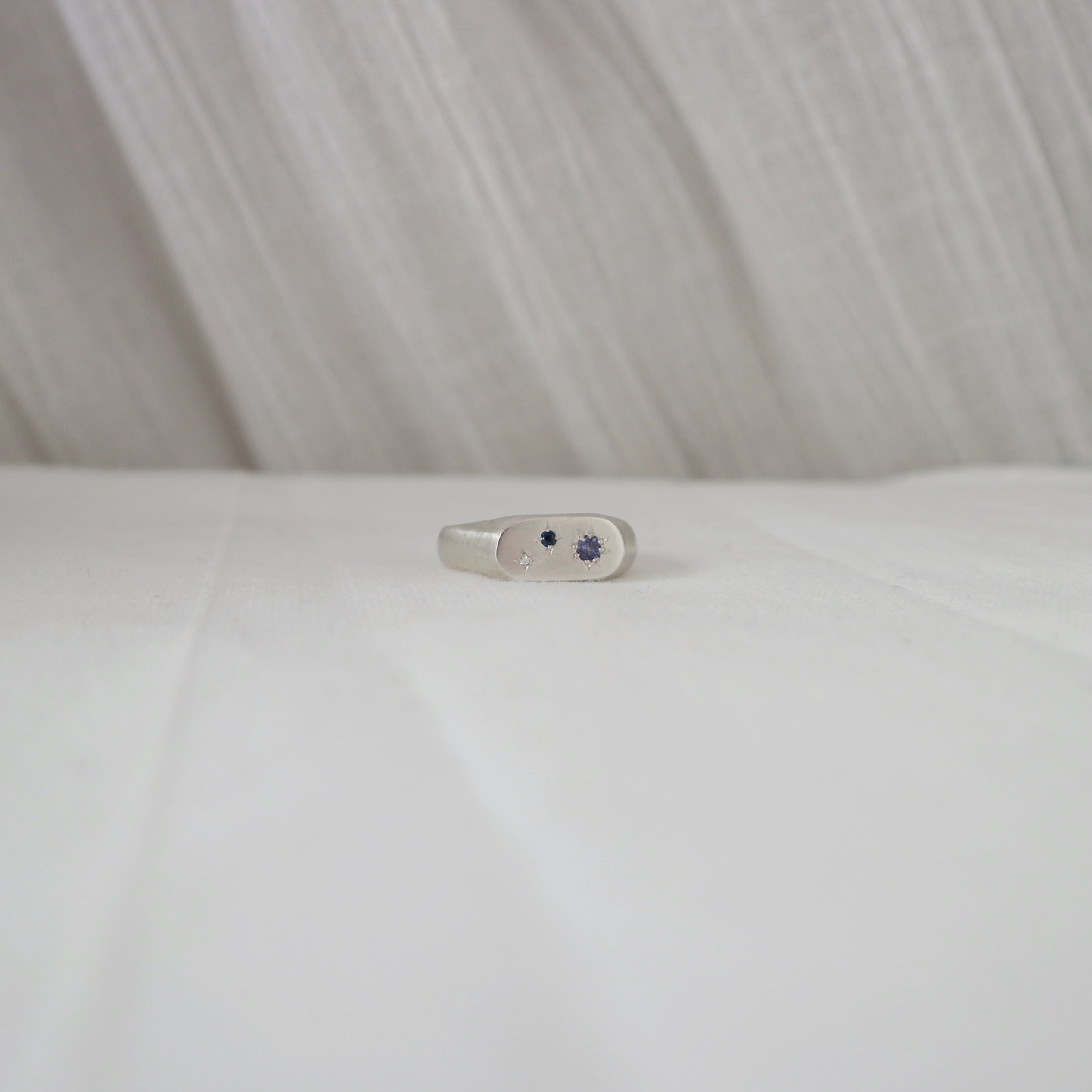 Oval multi-gemstone signet ring silver - ready to ship – Argent Silversmith